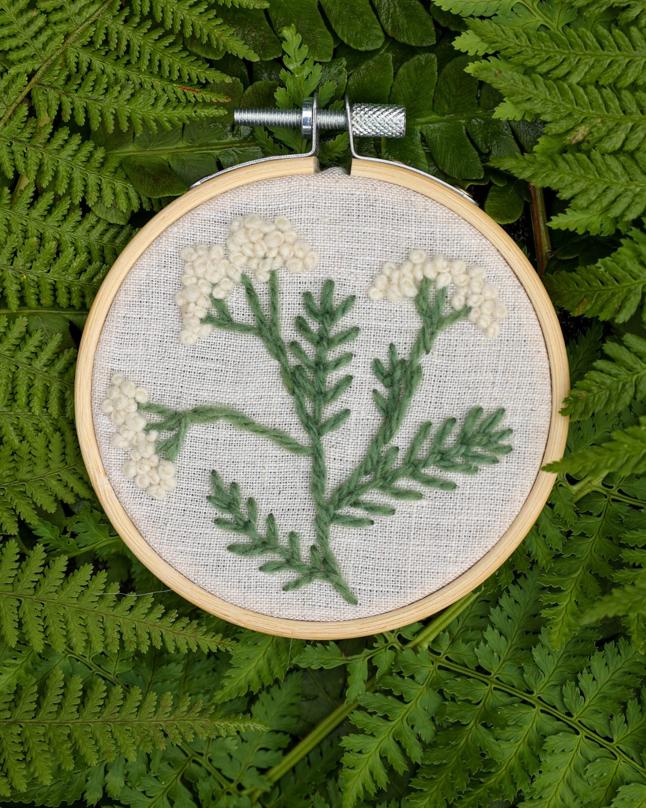 White Yarrow Embroidery Kit - Subito Farm Designs