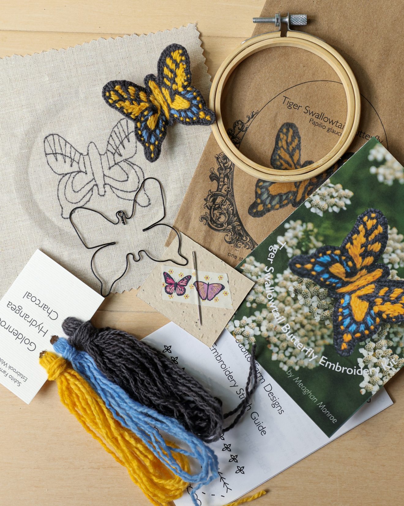 Tiger Swallowtail Butterfly Embroidery Kit - Subito Farm Designs